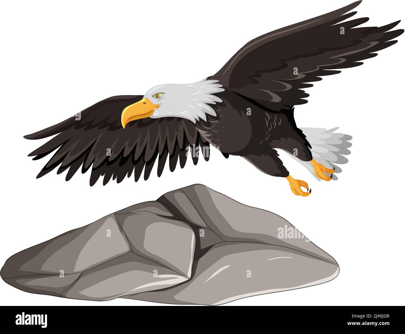 Eagle flying over gray rock illustration Stock Vector Image & Art - Alamy