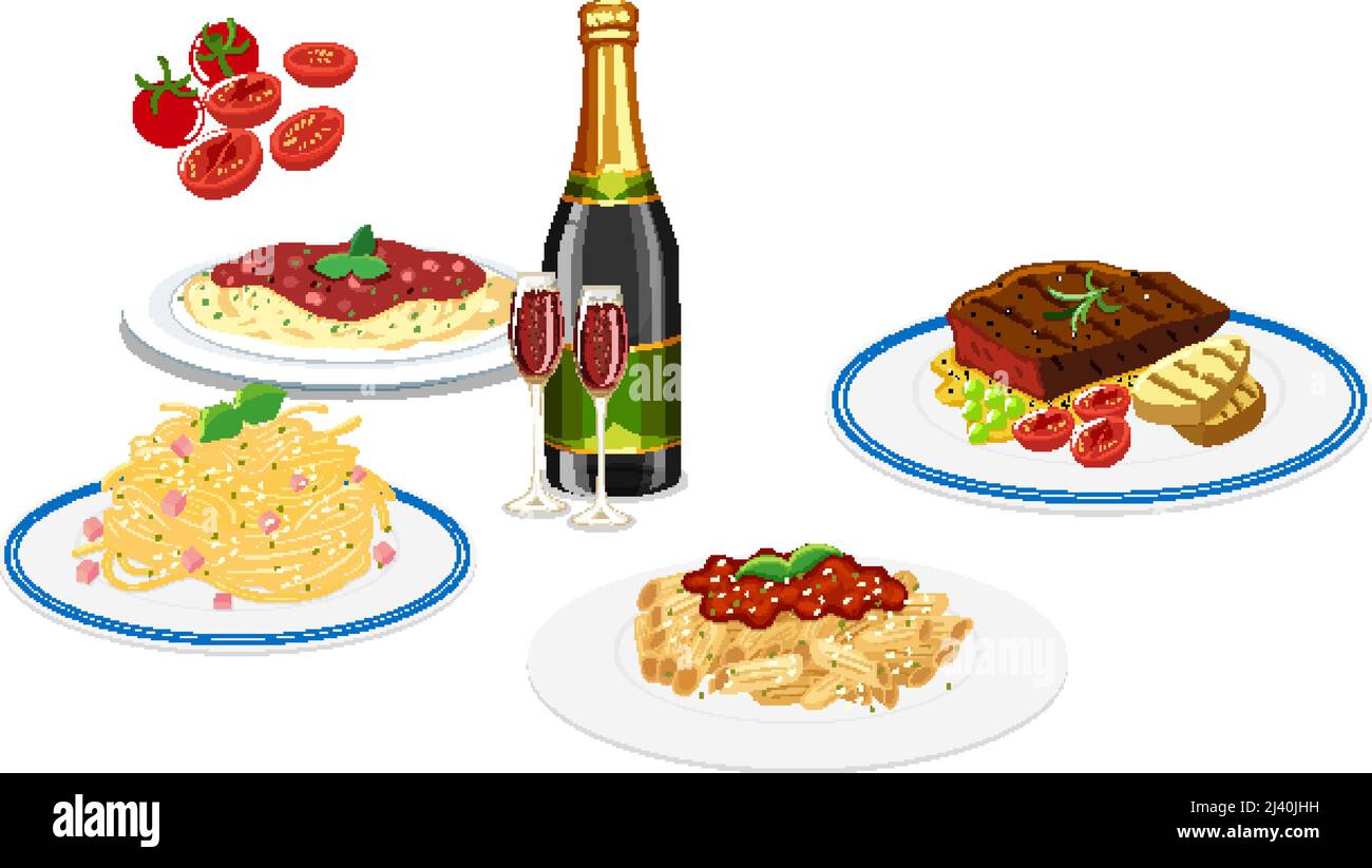 Set of different foods and beverage illustration Stock Vector Image ...