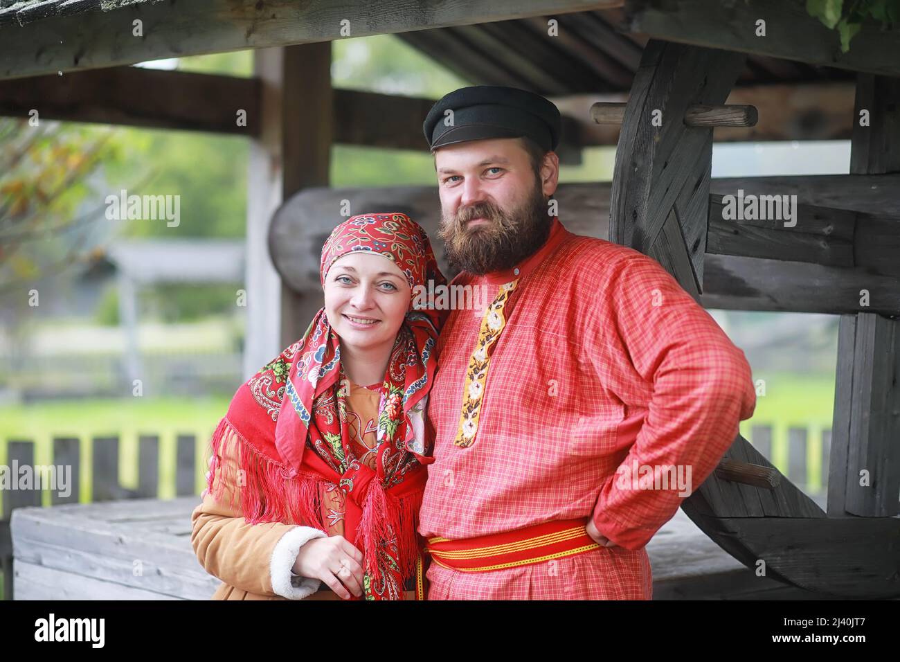 Traditional Slavic rituals in the rustic style. Outdoor in summer ...