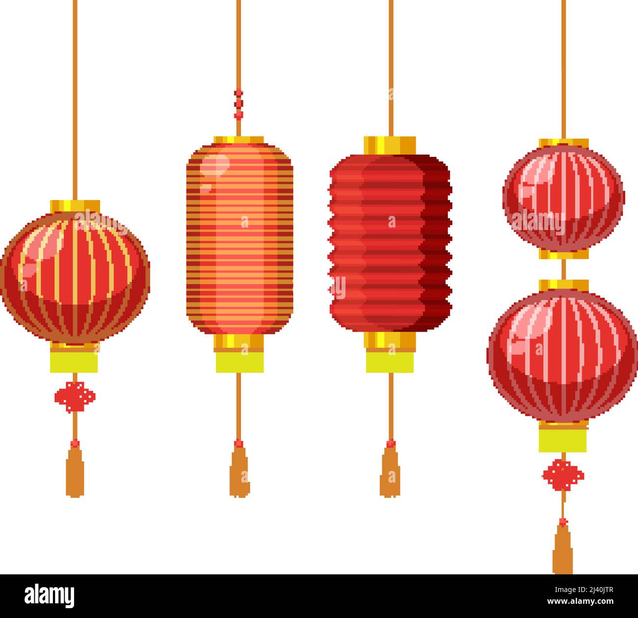 Set of different Chinese Lanterns illustration Stock Vector Image & Art ...
