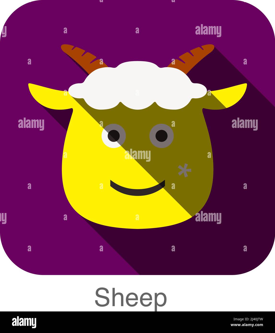 goat sheep face flat icon design. Animal icons series Stock Vector ...