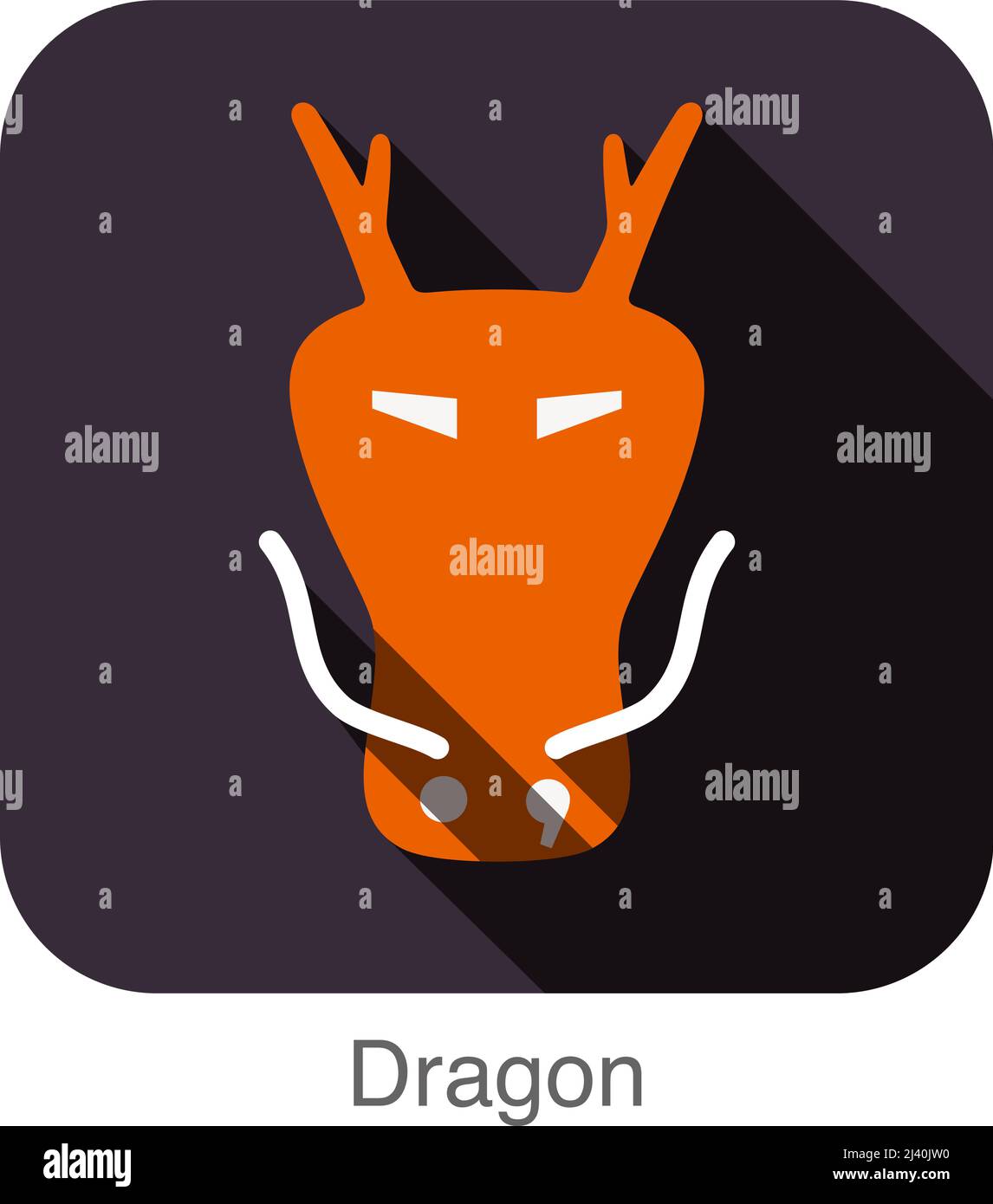 Chinese dragon face flat icon design. Animal icons series Stock Vector ...