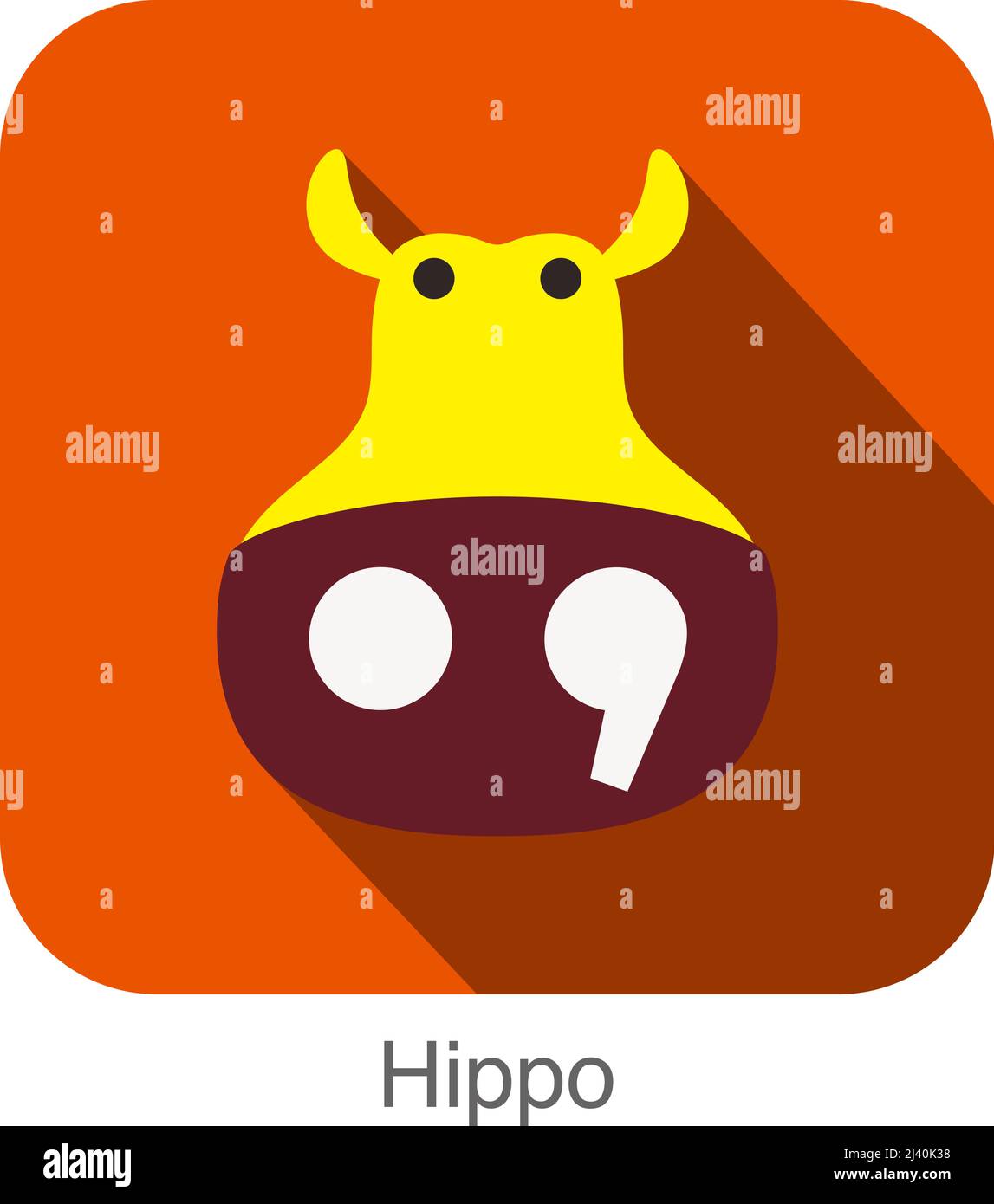 hippo face flat icon design. Animal icons series Stock Vector Image ...