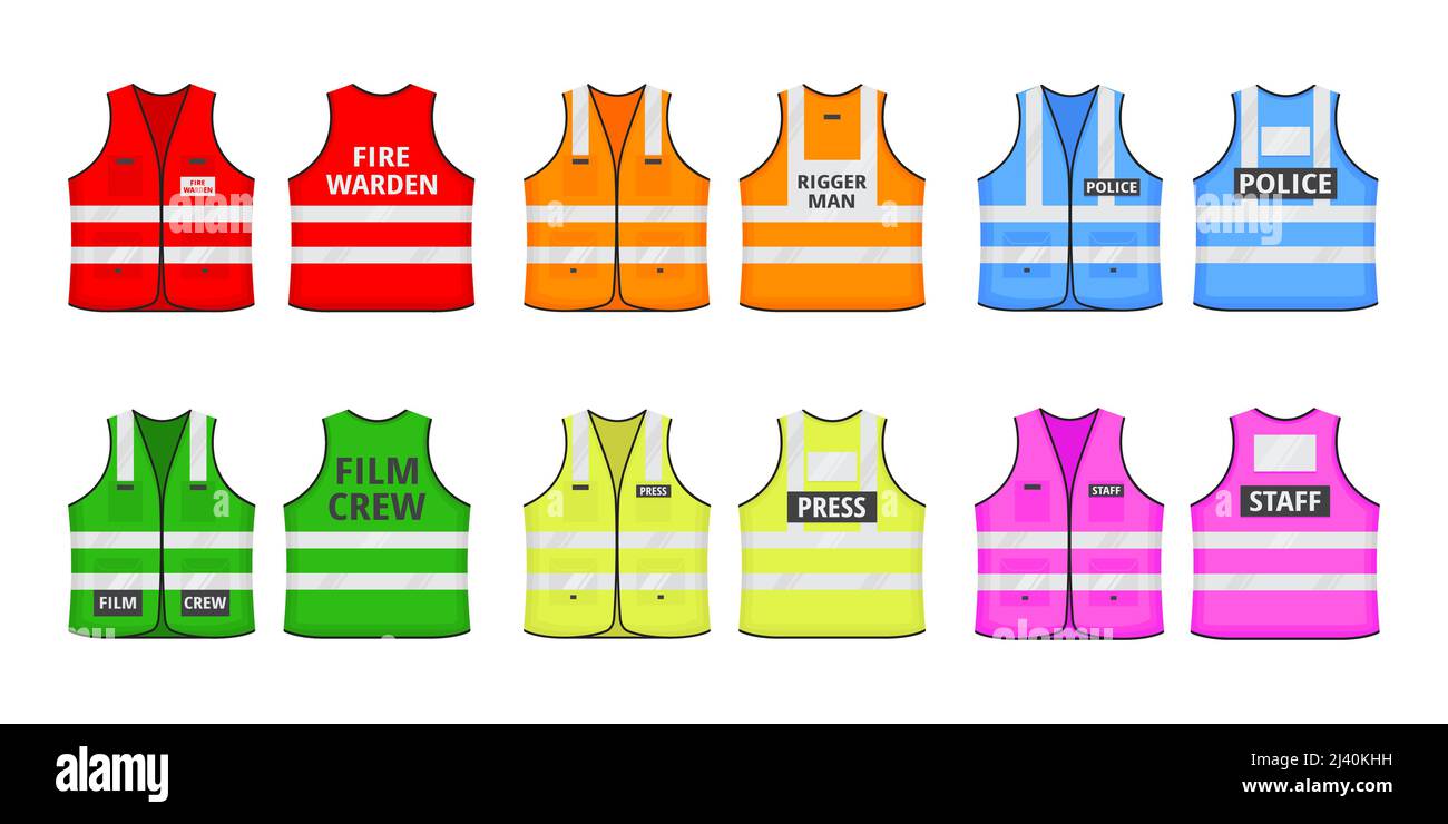 Safety reflective vest with label flat style design vector illustration ...