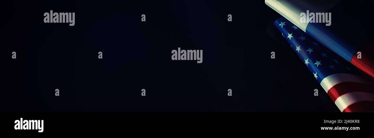 The concept of diplomatic relations. Flag of the United States of ...