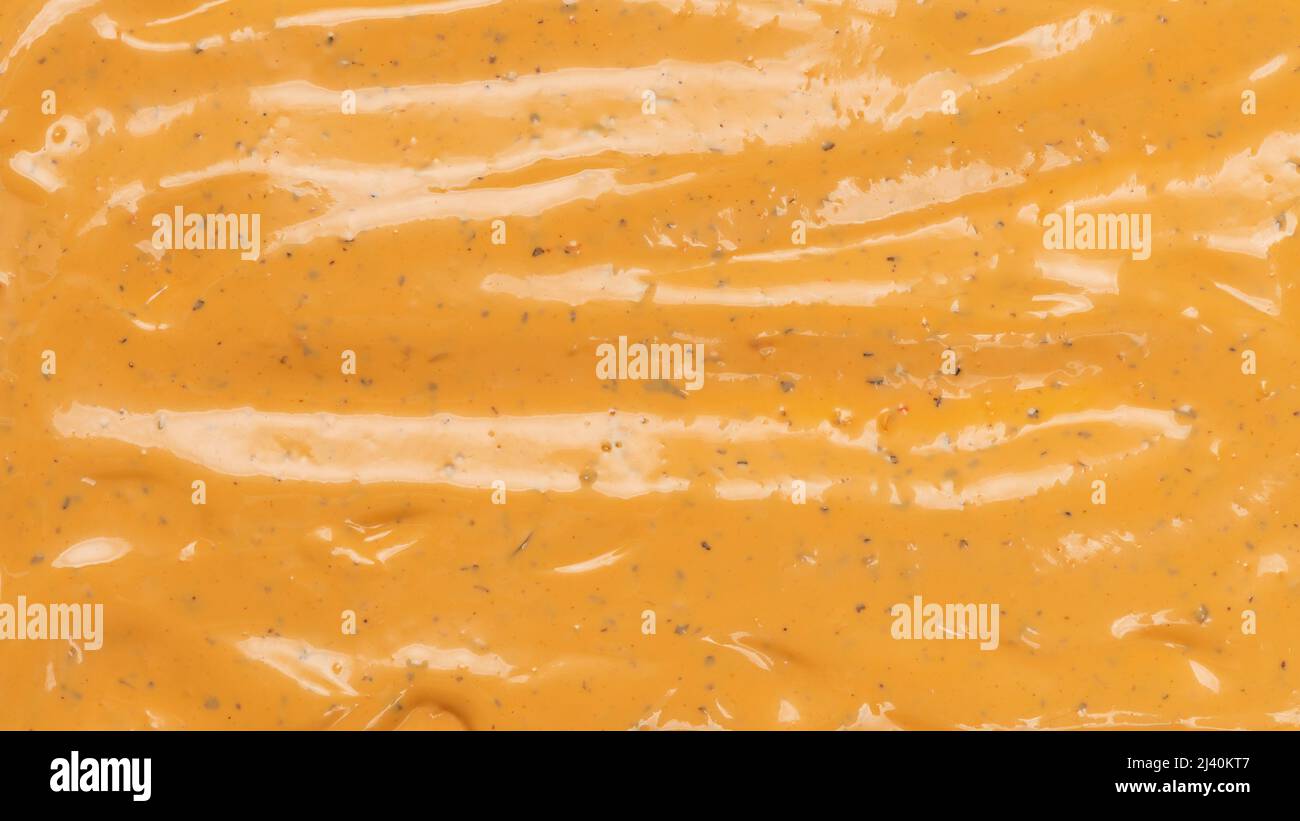 Whipped delicious sauce texture. Hamburger sauce background. Top view ...