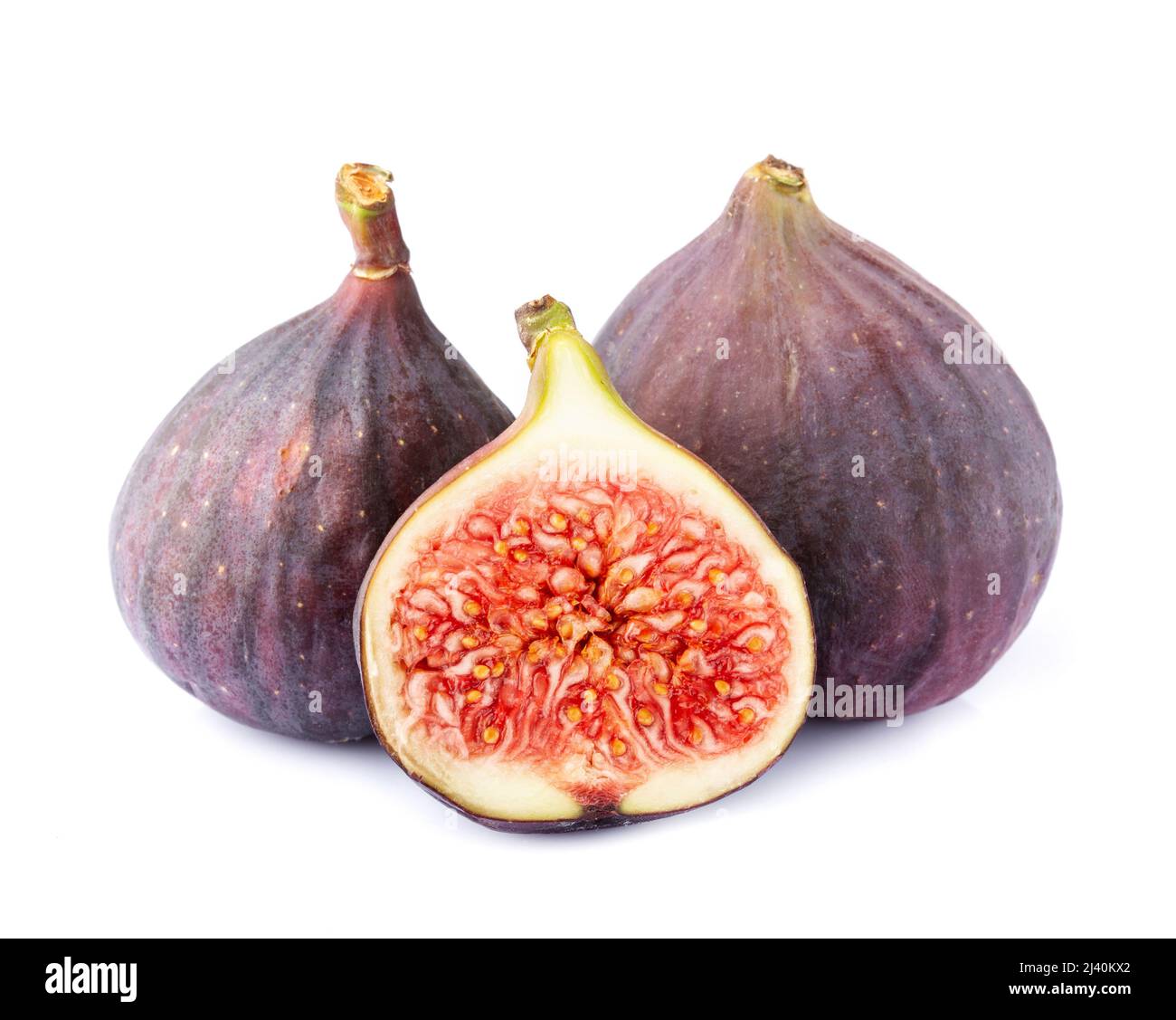 Three ripe figs isolated on white background with clipping path Stock ...