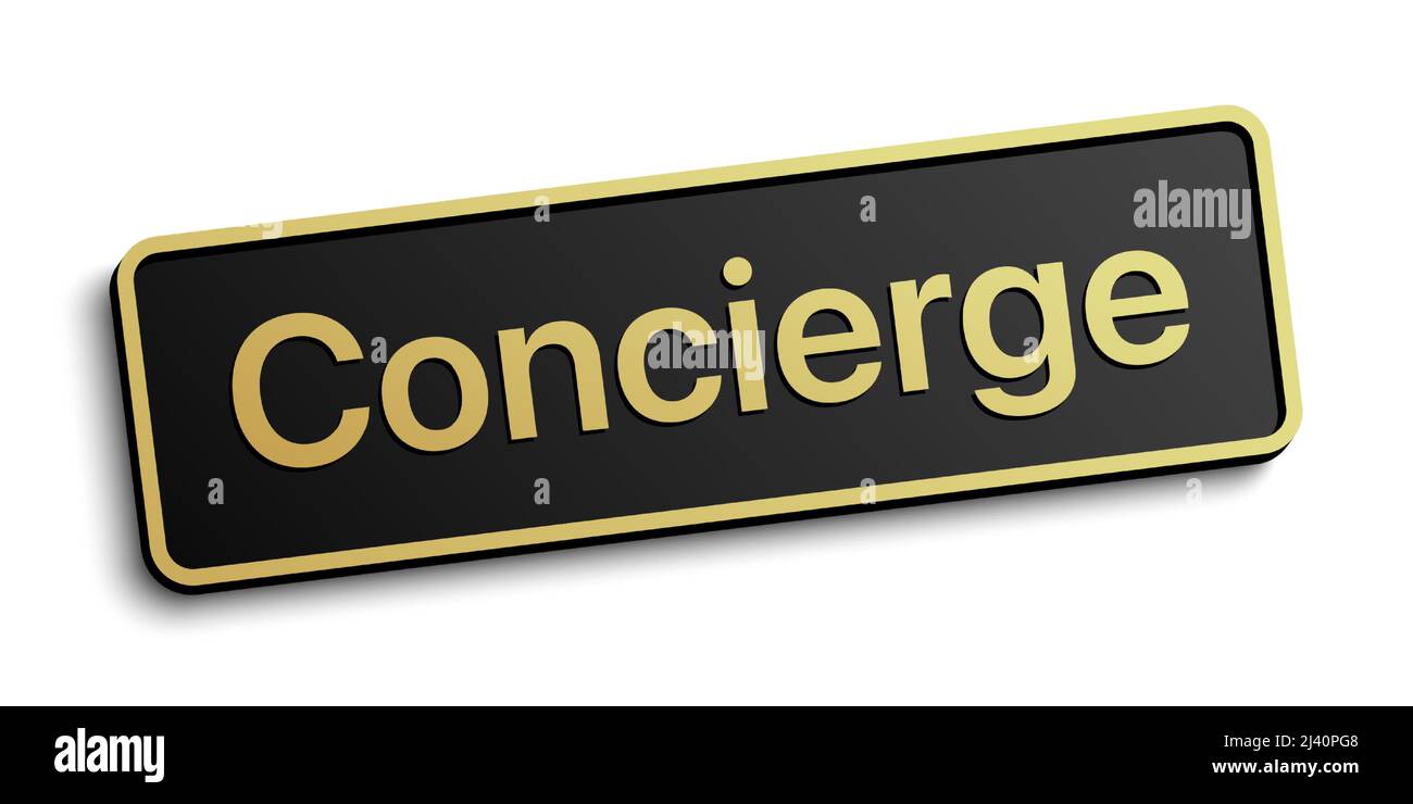 Classic style Concierge vector black badge with golden details ...