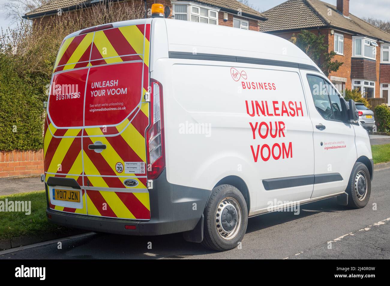 Virgin Media Business work van parked on a residential street Stock ...