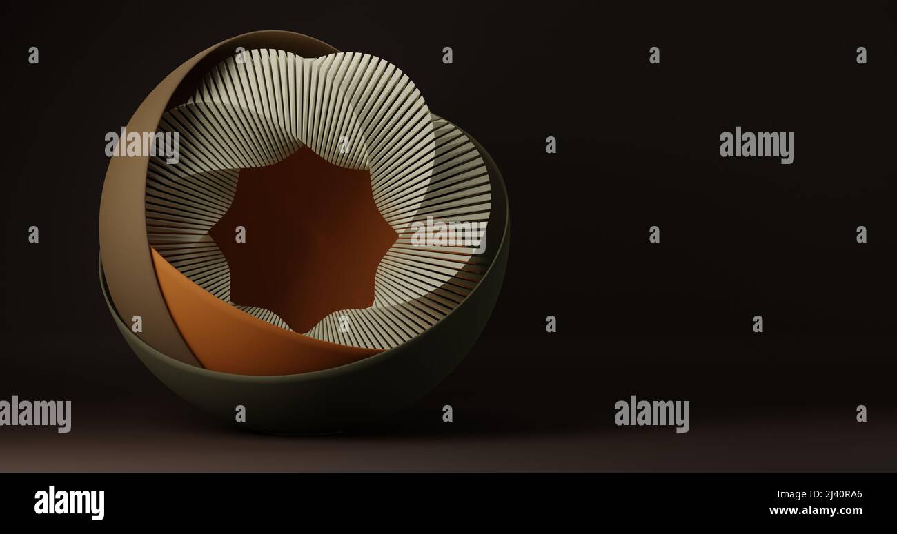 Twisted torus ring inside ceramic vessels. Abstract minimalist design ...