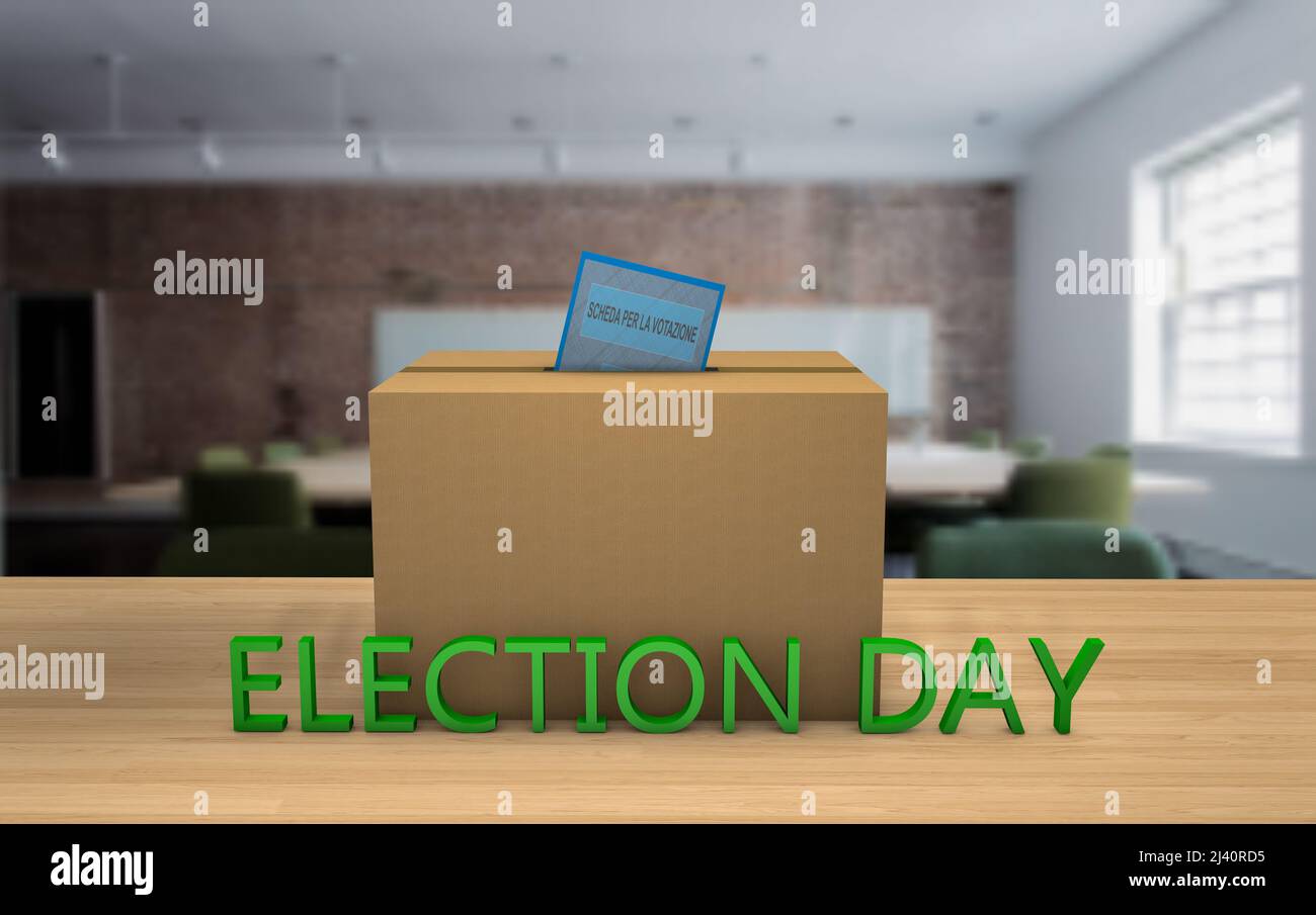 3D rendering of cardboard box as an urn for inserting ballot papers for ...