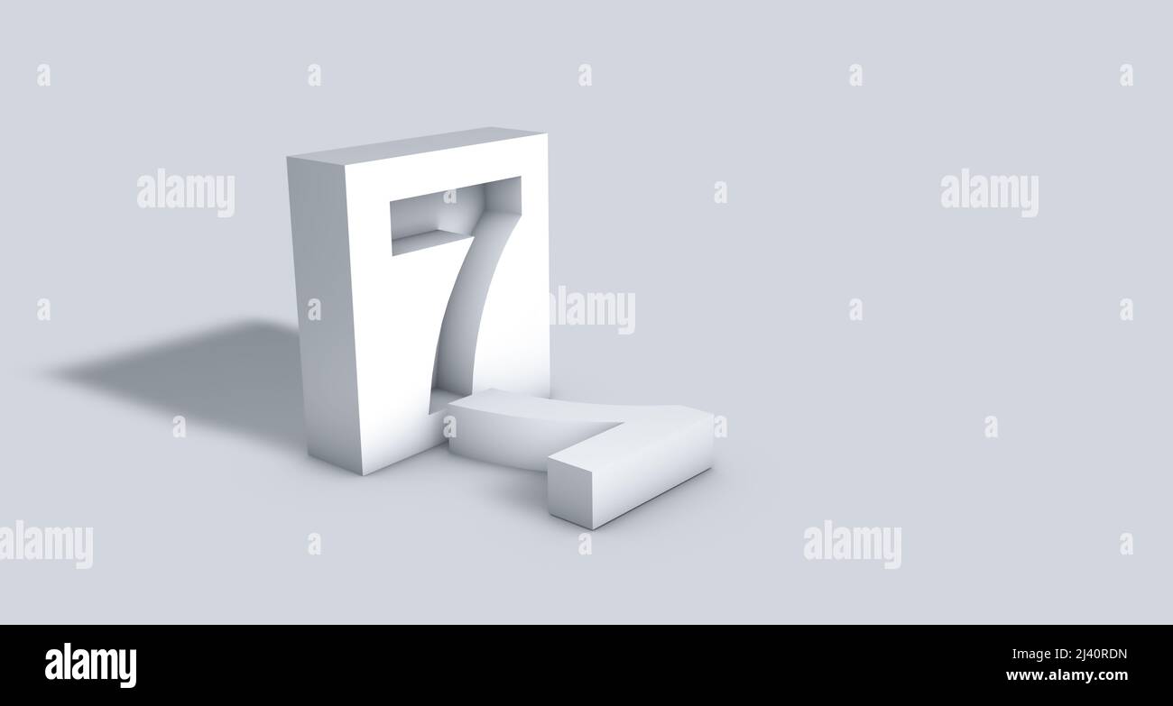 3D render gypsum block with number 7 carved inside Stock Photo - Alamy