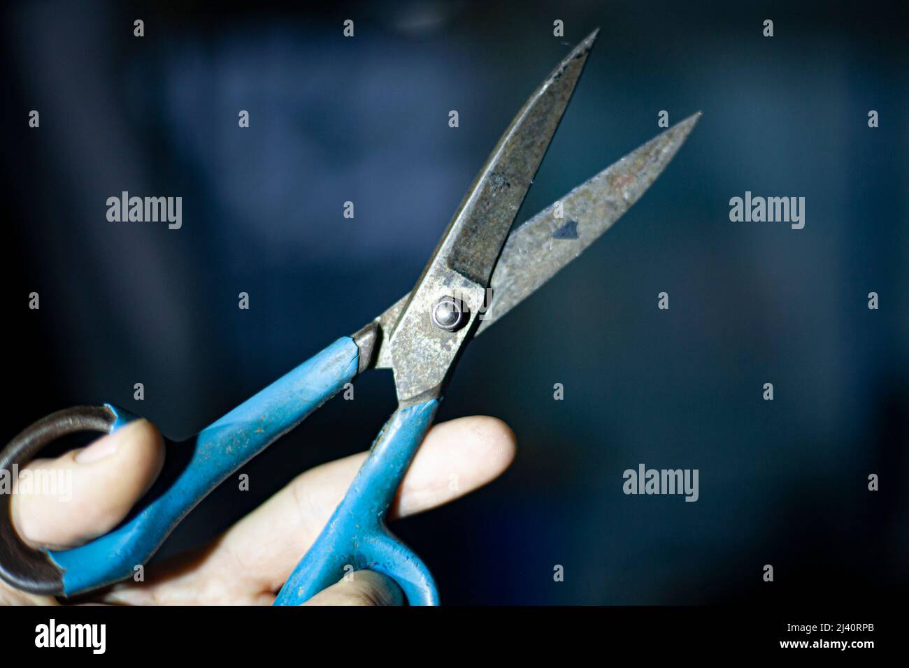 Scissors close-up. Blades of old paper cutting scissors. Hand tool. A ...