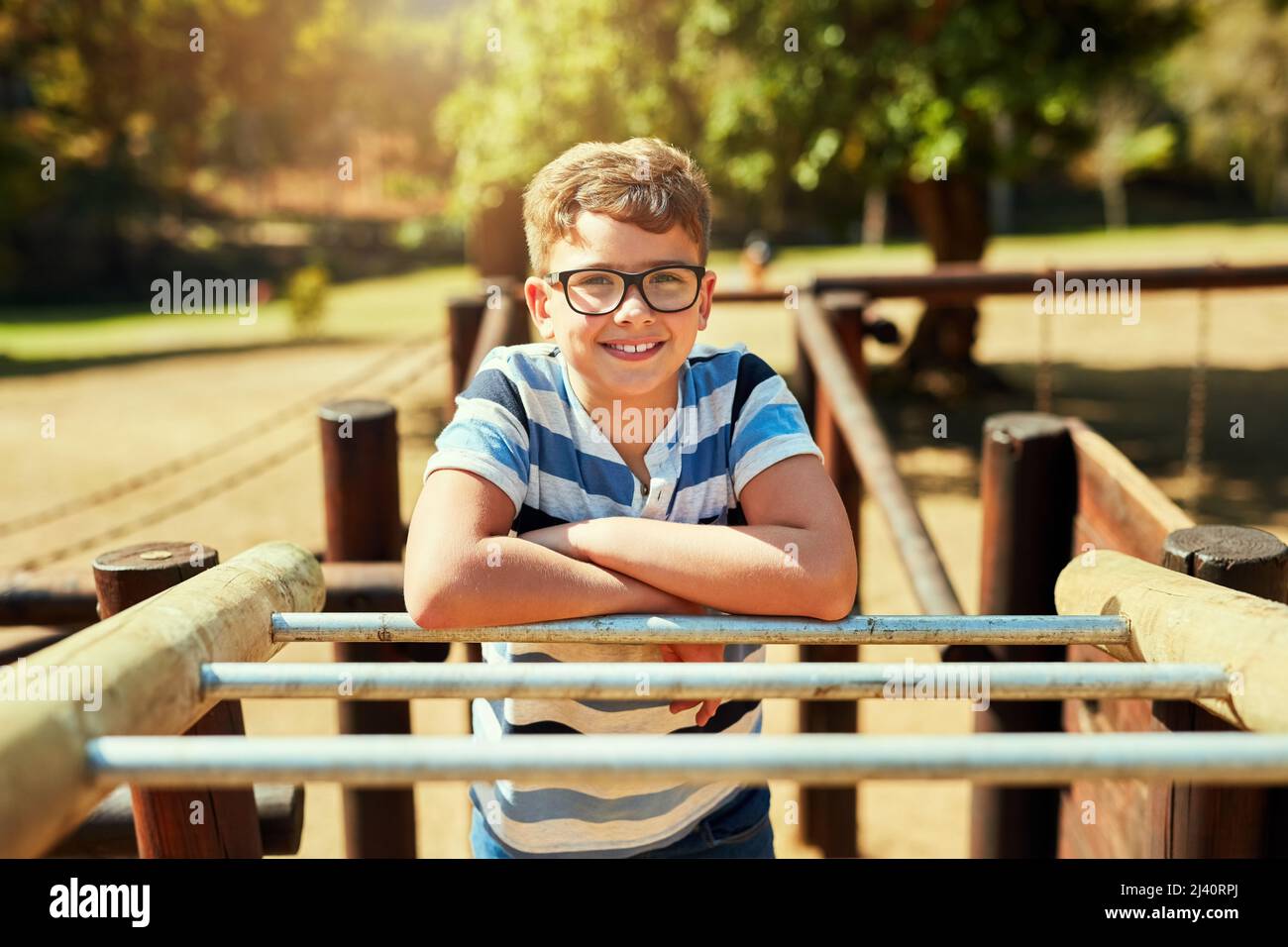 Having fun is rule number one. Portrait of a little boy playing on the ...
