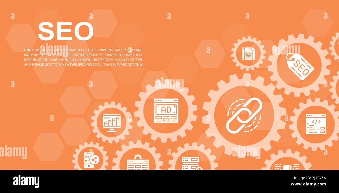 SEO landing page design template. Bookmark, Hosting, Hyperlink ...