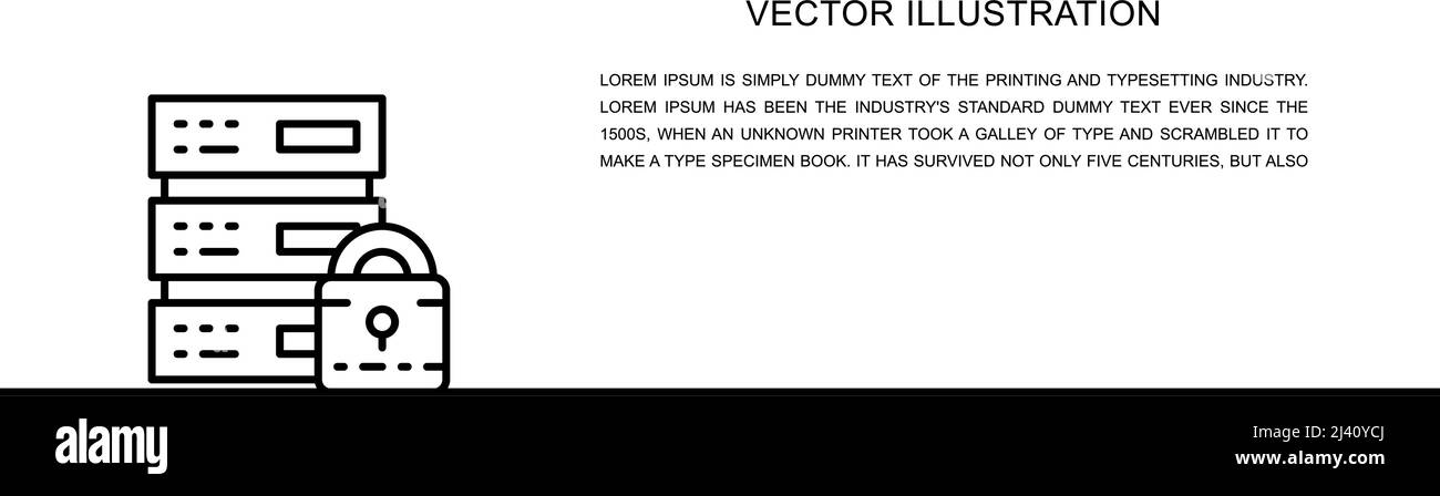 Vector safe server, data center, web hosting one line icon. Continuous one line illustration ...