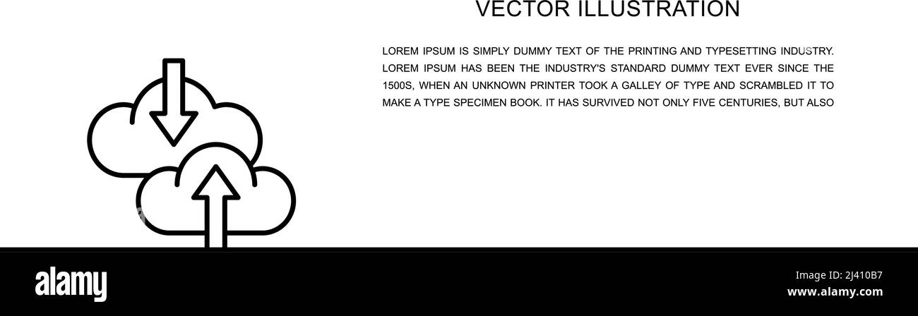 Vector cloud, data transfer, download, loading one line icon ...