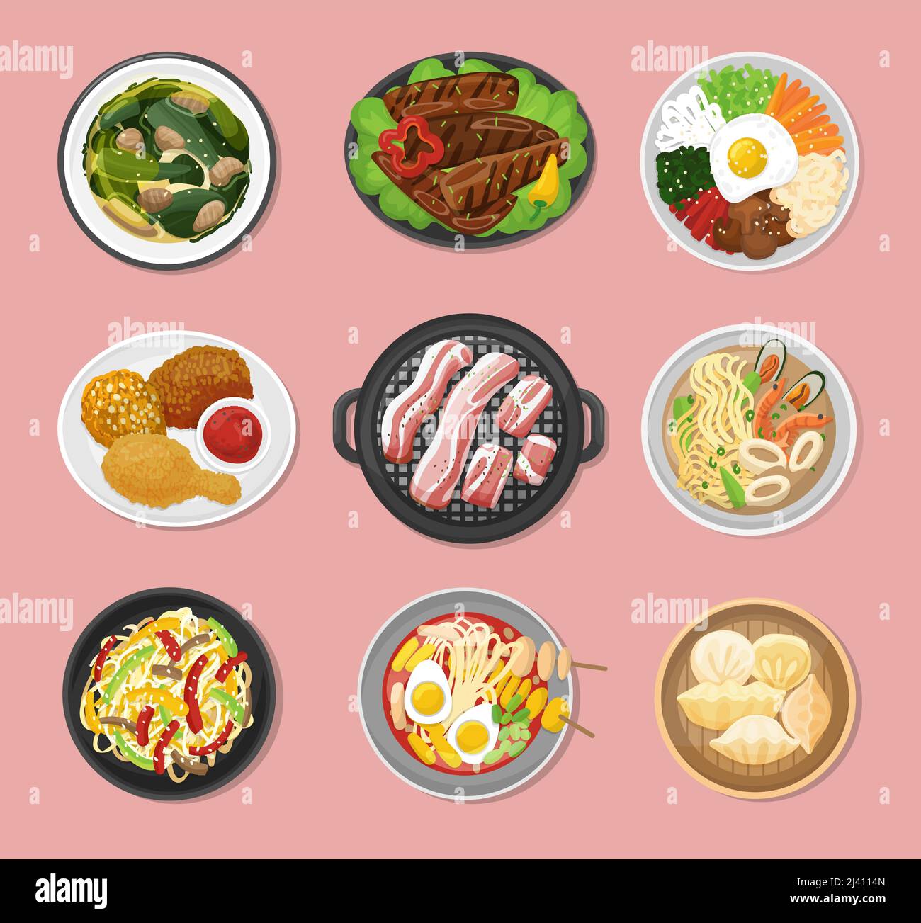 Kimchi noodle spicy soup Stock Vector Images - Alamy