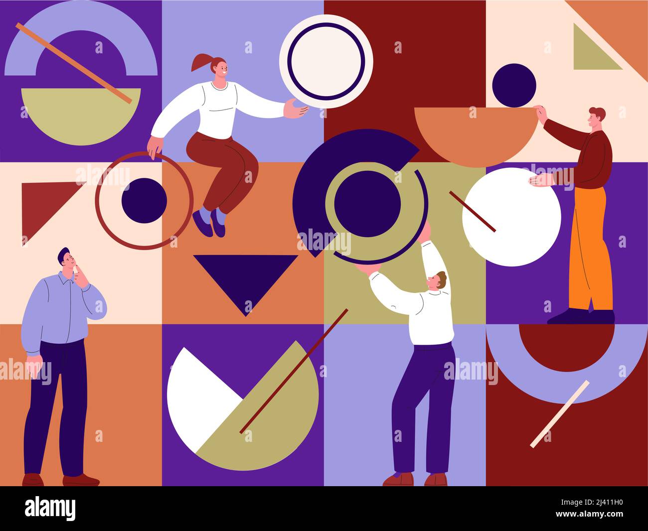 Teamwork metaphor. Collaborative coworking business work, employees ...