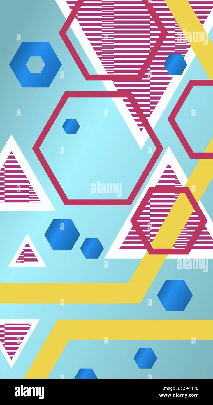 Stories background with hexagons and triagles, 16x9, portrait ...