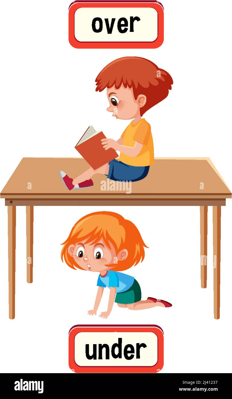 Opposite words for over and under illustration Stock Vector Image & Art ...