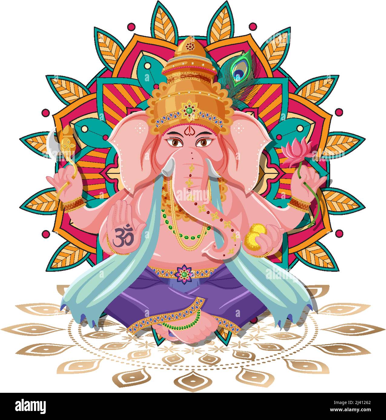 Ganesh Chaturthi cartoon on white background illustration Stock Vector ...