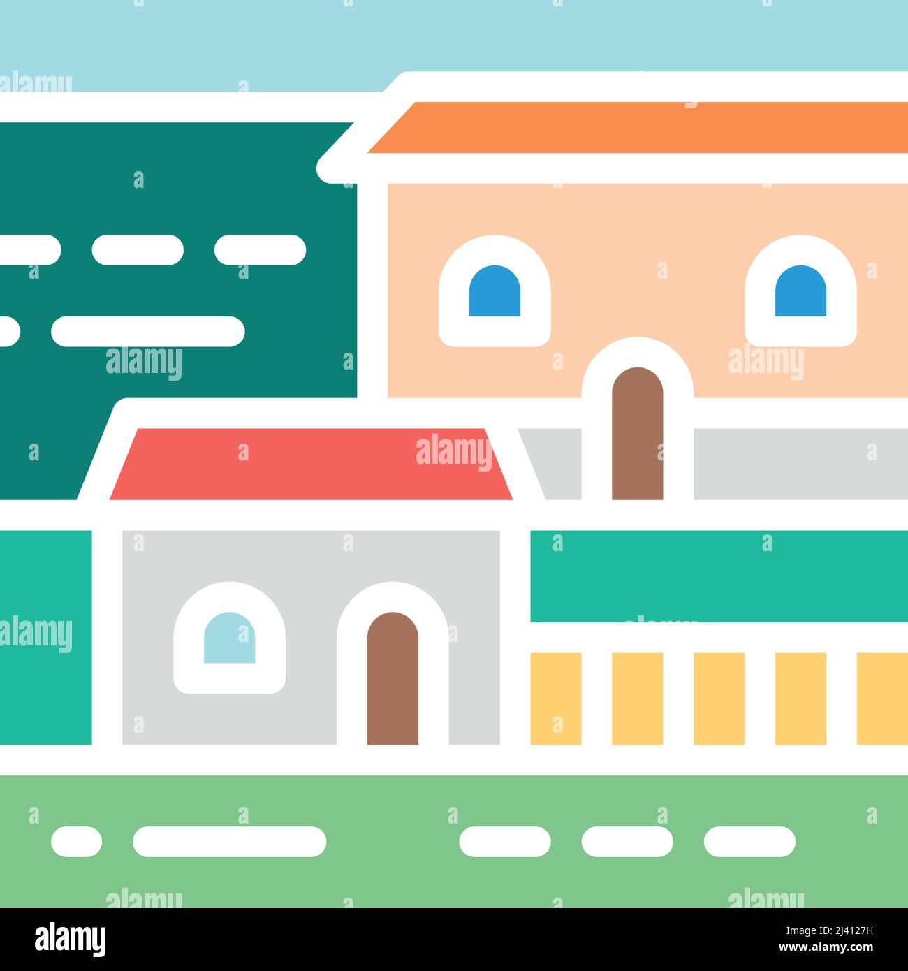 Vector cottage landscape white line icon. Symbol and sign illustration ...