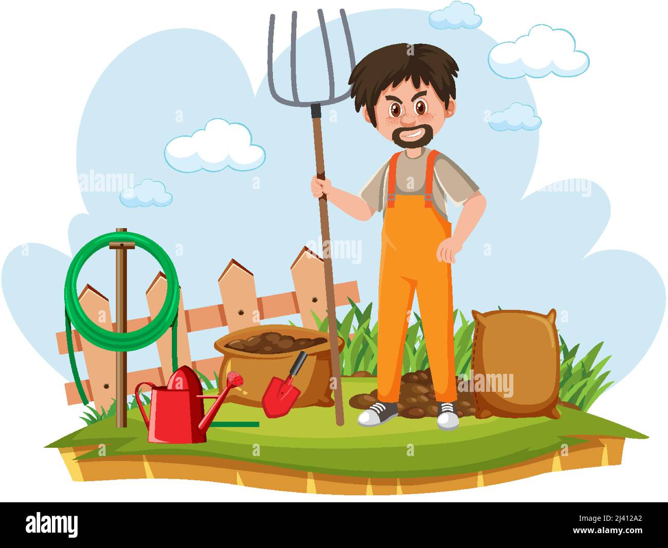 Farmer and many tools illustration Stock Vector Image & Art - Alamy