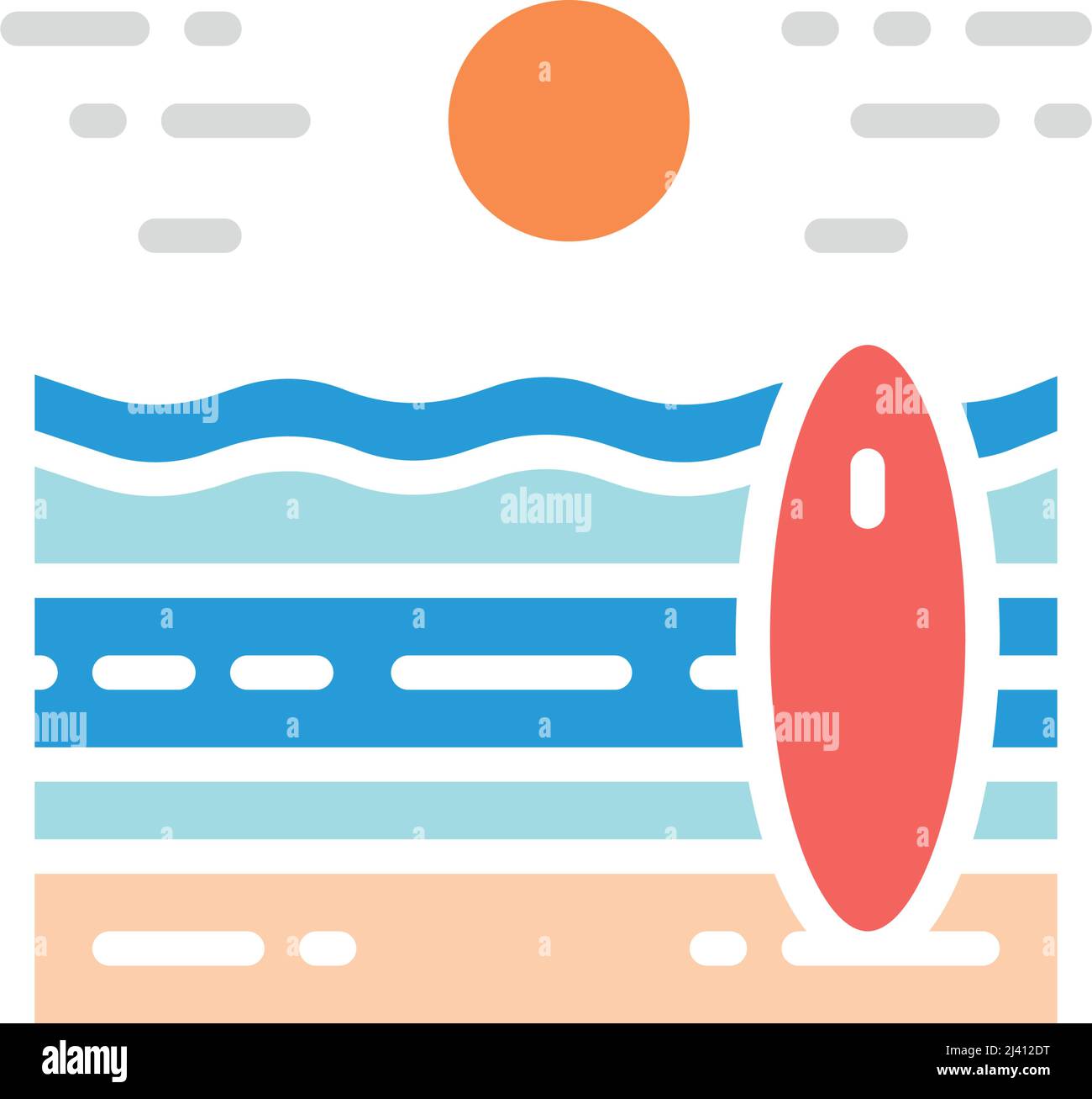Vector beach landscape white line icon. Symbol and sign illustration ...