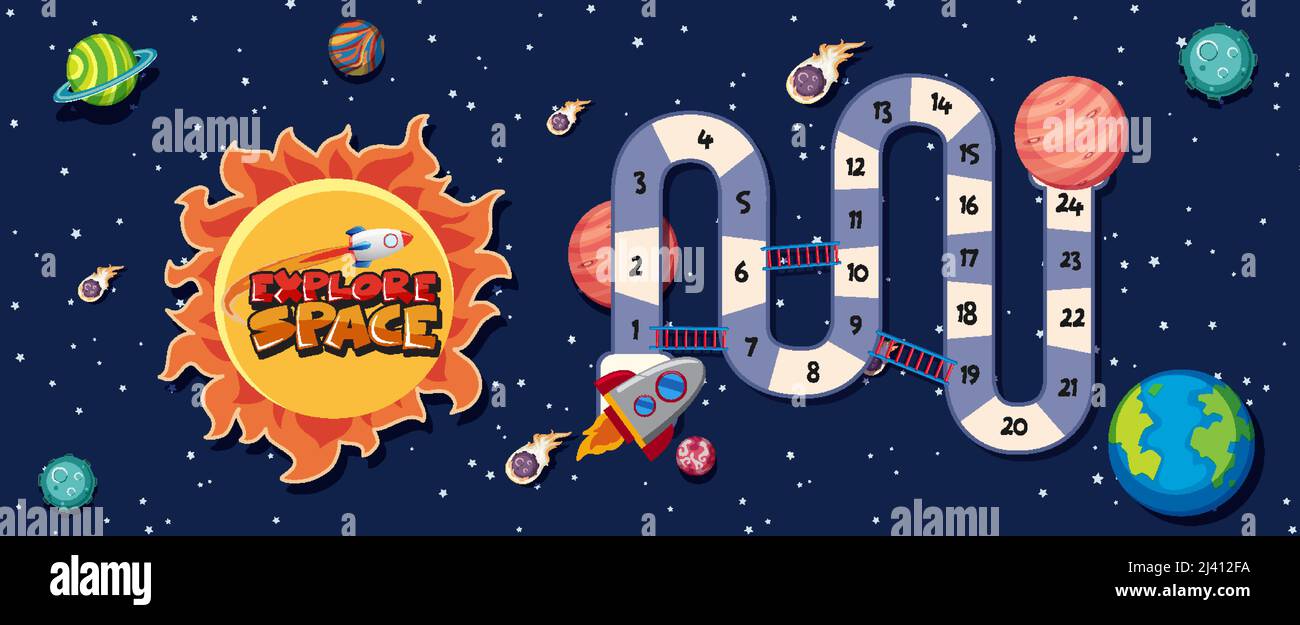 Game template with space theme background illustration Stock Vector ...