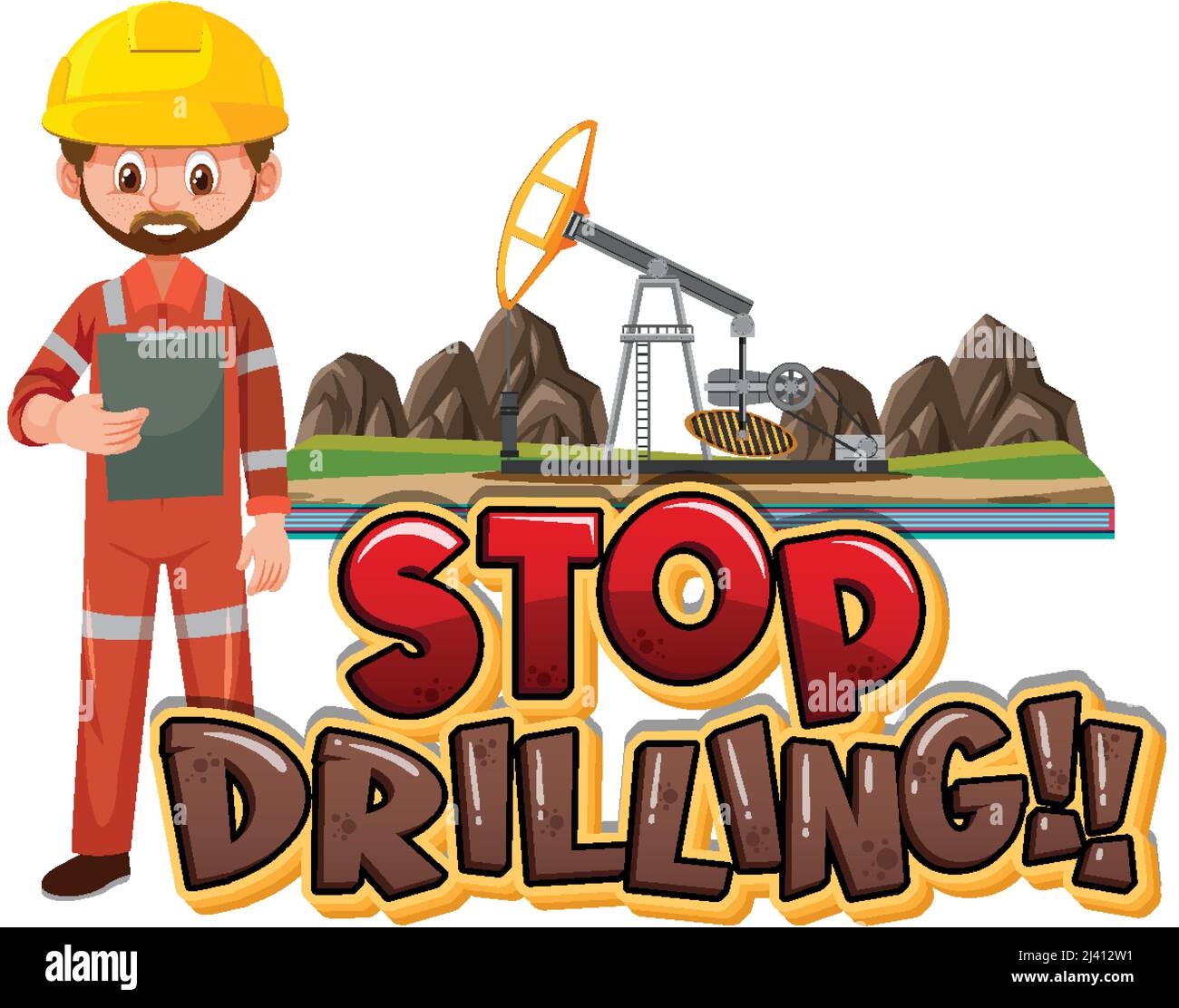 Stop the drilling Stock Vector Images - Alamy