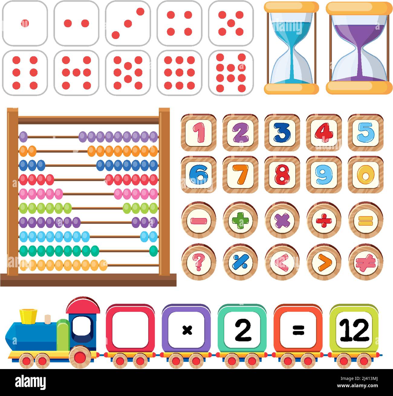 Counting number 0 to 9 and math symbols illustration Stock Vector Image ...