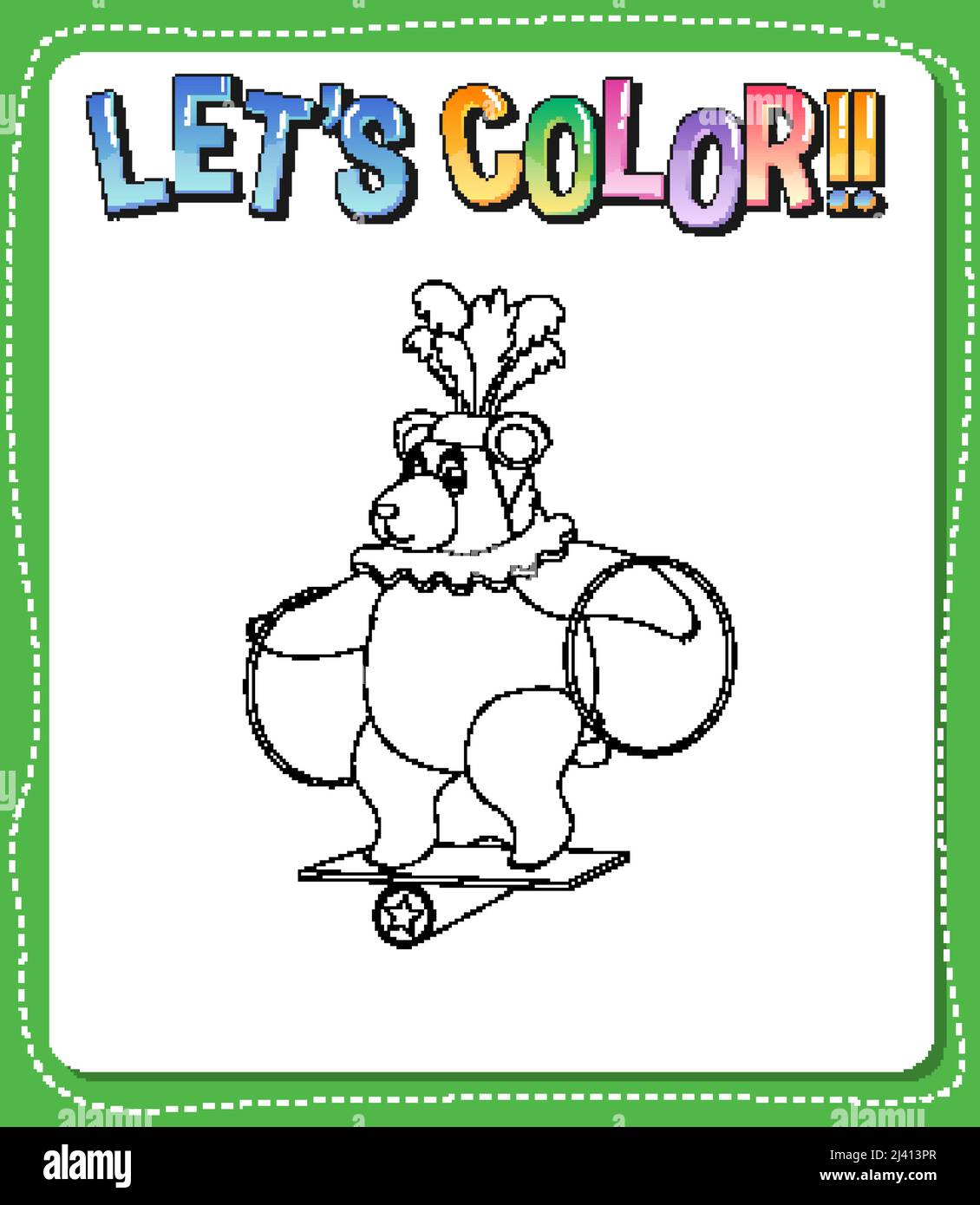 Worksheets template with let’s color!! text and bear outline ...