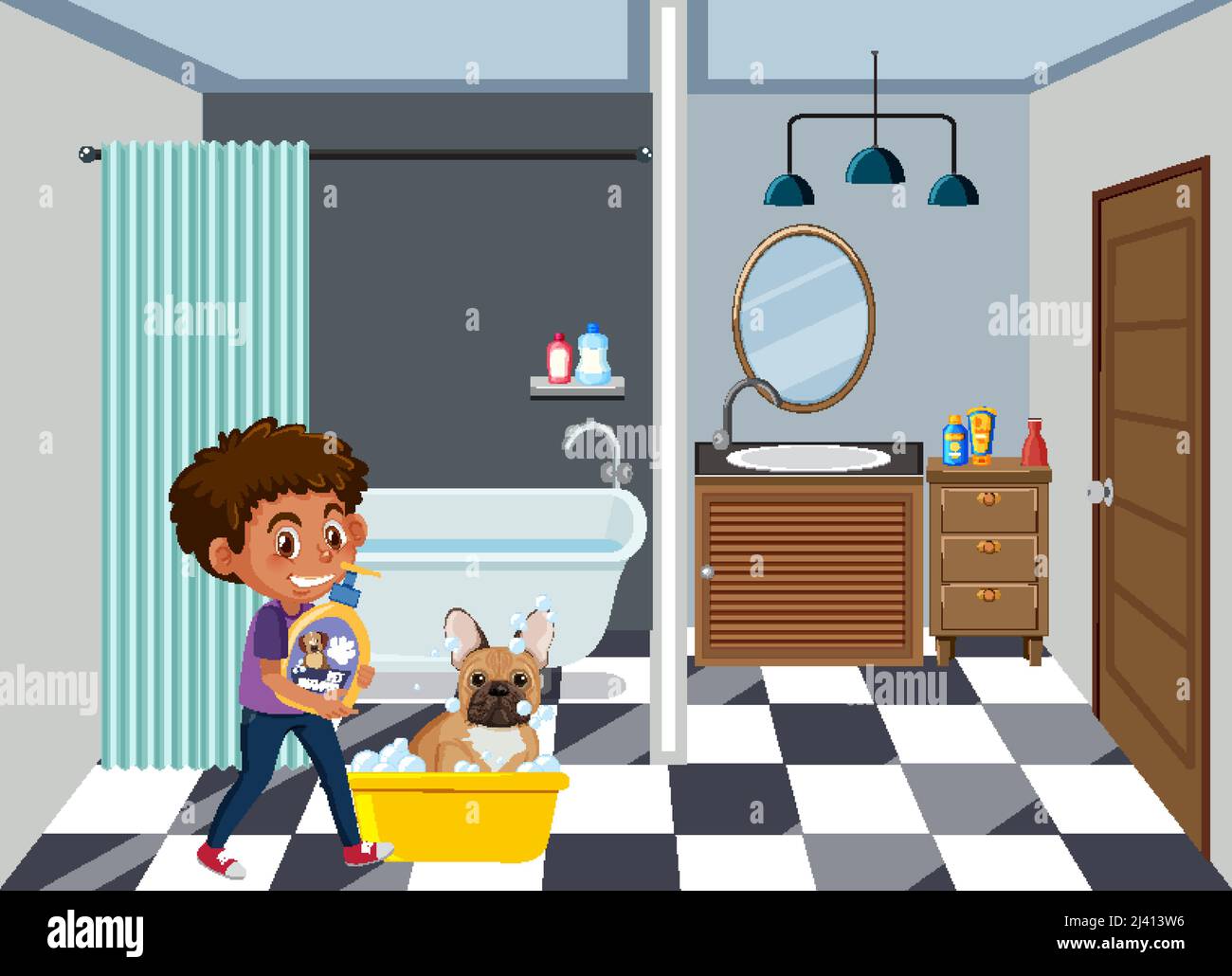 Small boy washing Stock Vector Images - Alamy