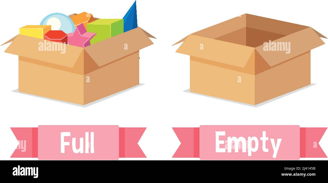 Opposite English Words full and empty illustration Stock Vector Image ...