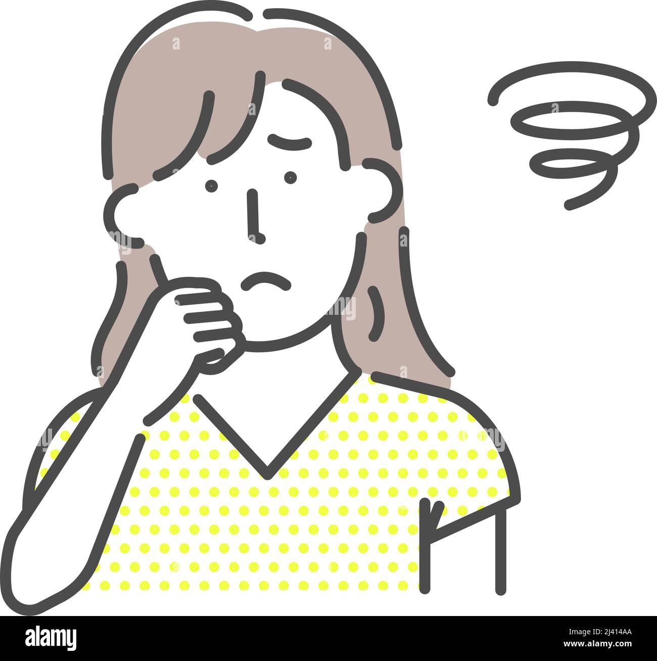 Simple young woman (upper body) gesture illustration | stress, worry ...