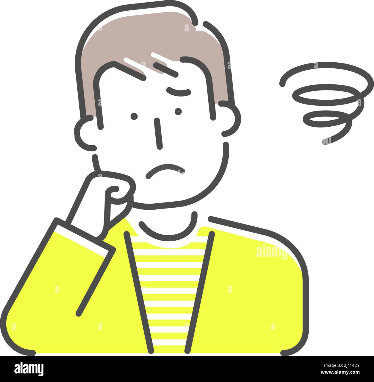 Simple young man (upper body) gesture illustration | stress, worry ...