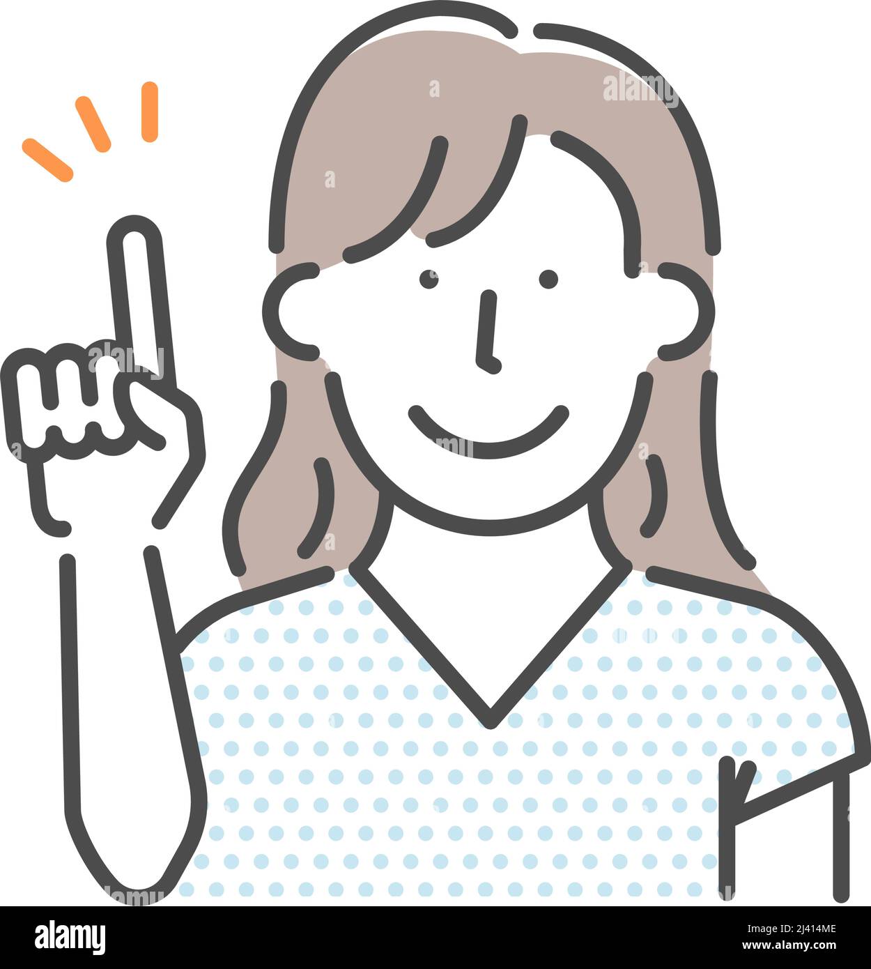 Simple young woman (upper body) gesture illustration | idea, pointing ...