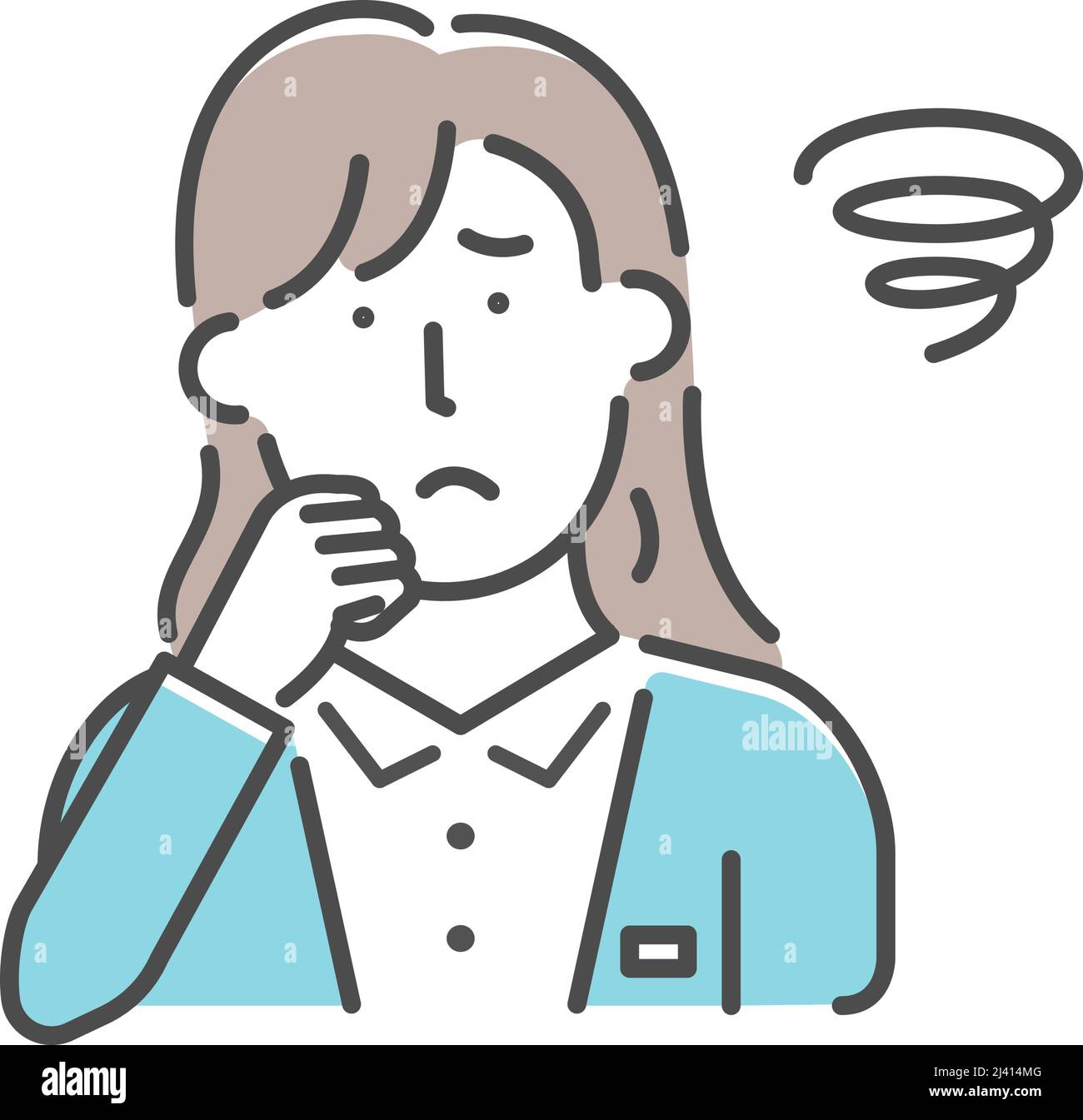 Simple business woman (upper body) gesture illustration | stress, worry ...