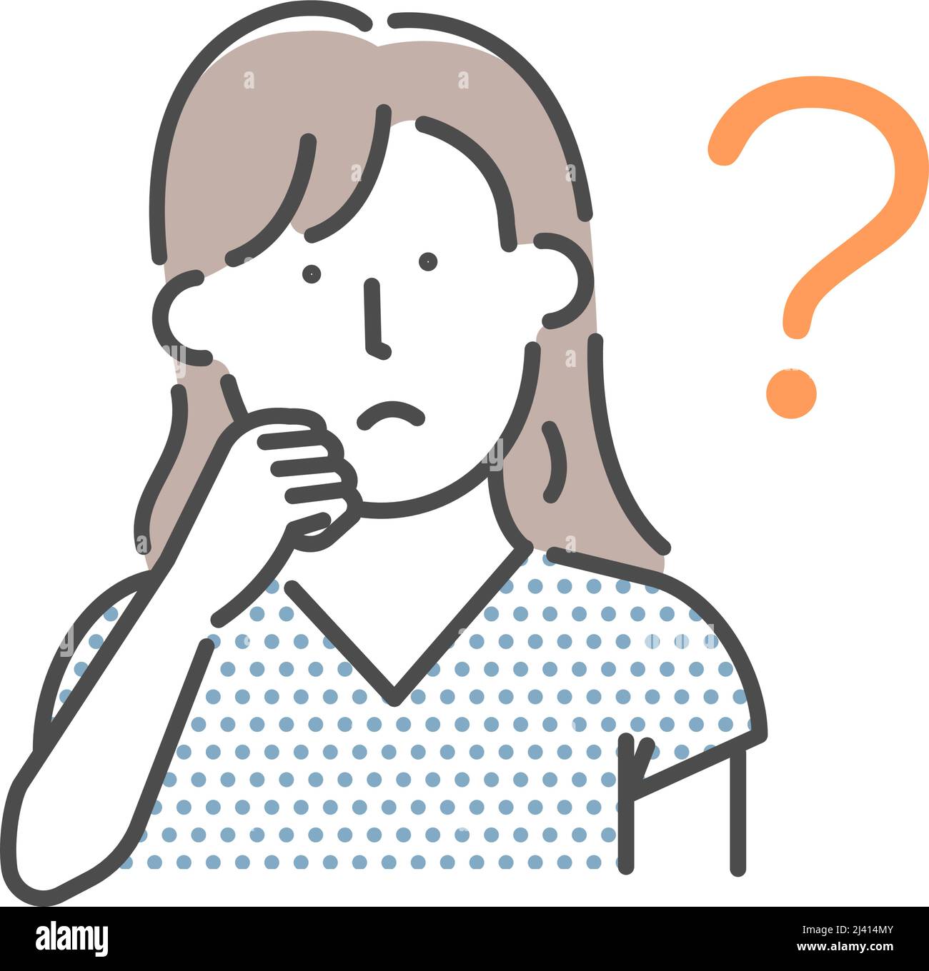 Simple young woman (upper body) gesture illustration | question, think ...