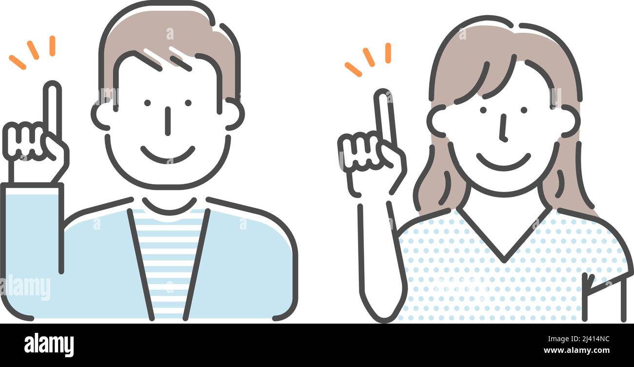 Simple young person (upper body) gesture illustration | idea, pointing ...