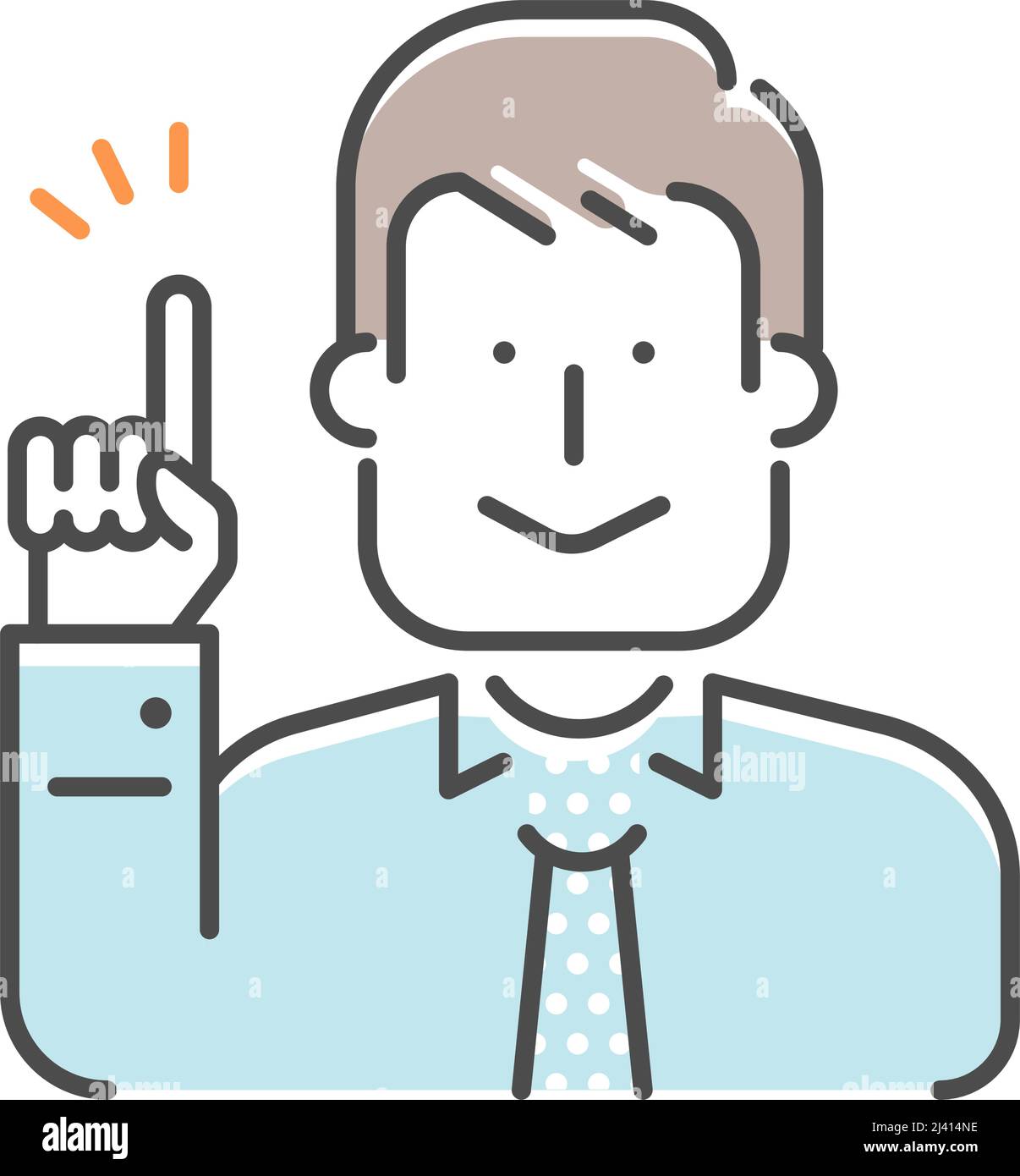 Simple business man (upper body) gesture illustration | idea, pointing ...
