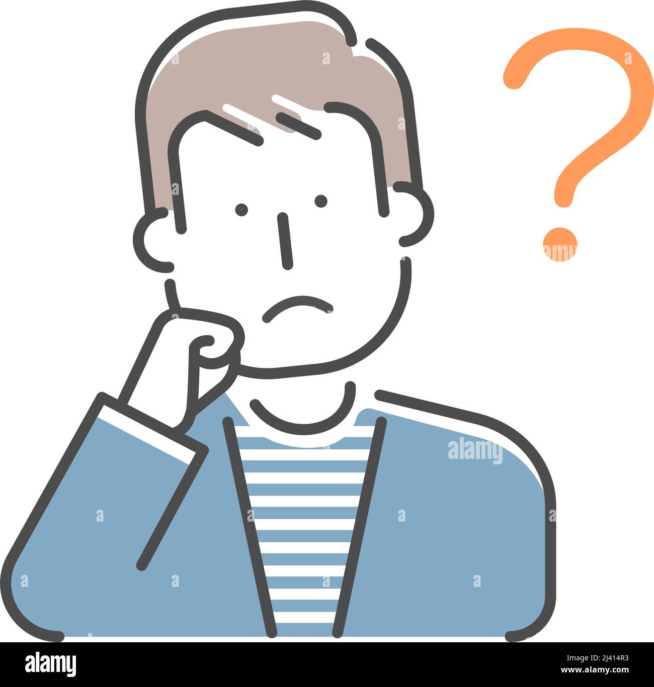 Simple young man (upper body) gesture illustration | question, think ...