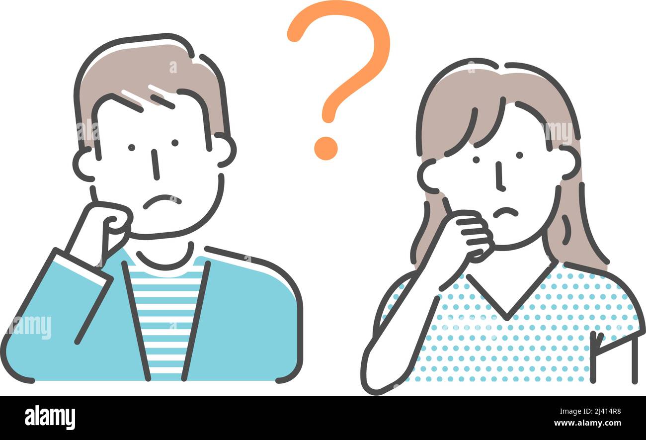 Simple young person (upper body) gesture illustration | question, think ...