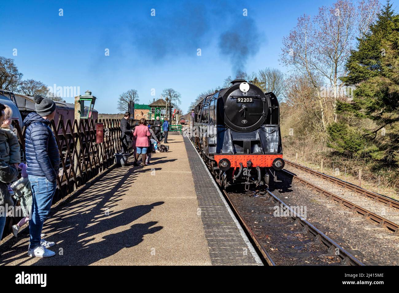 ‘Black Prince’ BR-9F-92203 stopped at Holt station on The Poppy Line ...