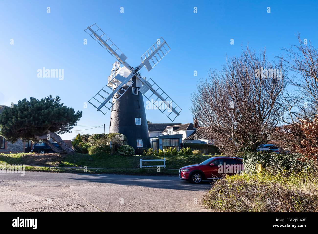 Stow Windmill on a bright sunny spring day, Mundesley, North Walsham ...