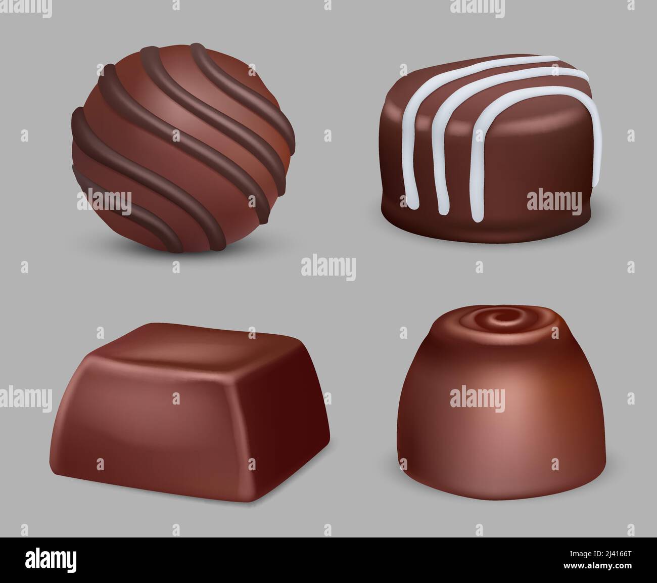 Chocolate candies. Delicious dessert various geometrical sweets with ...