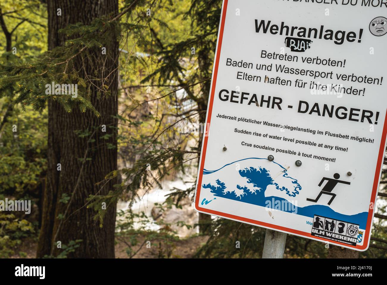 Danger weir warning sign hi-res stock photography and images - Alamy