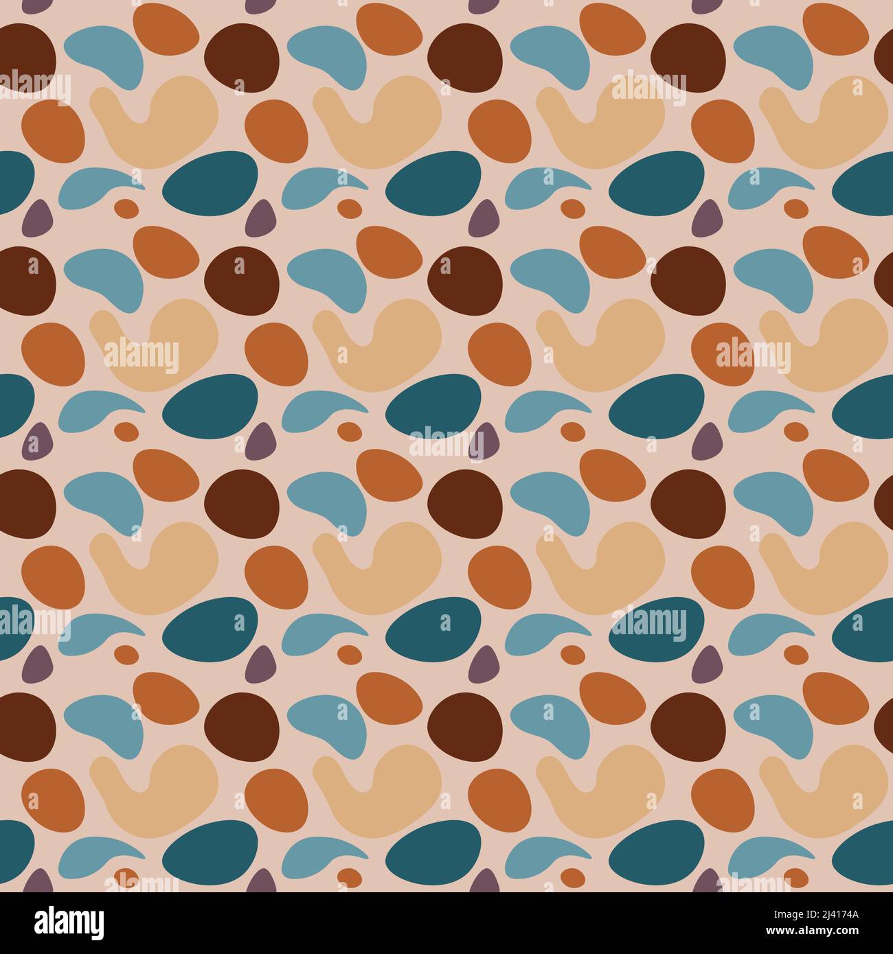 Abstract Blobs Pattern Trendy Seamless Background With Abstract Smooth Shapes Vector Repeat 