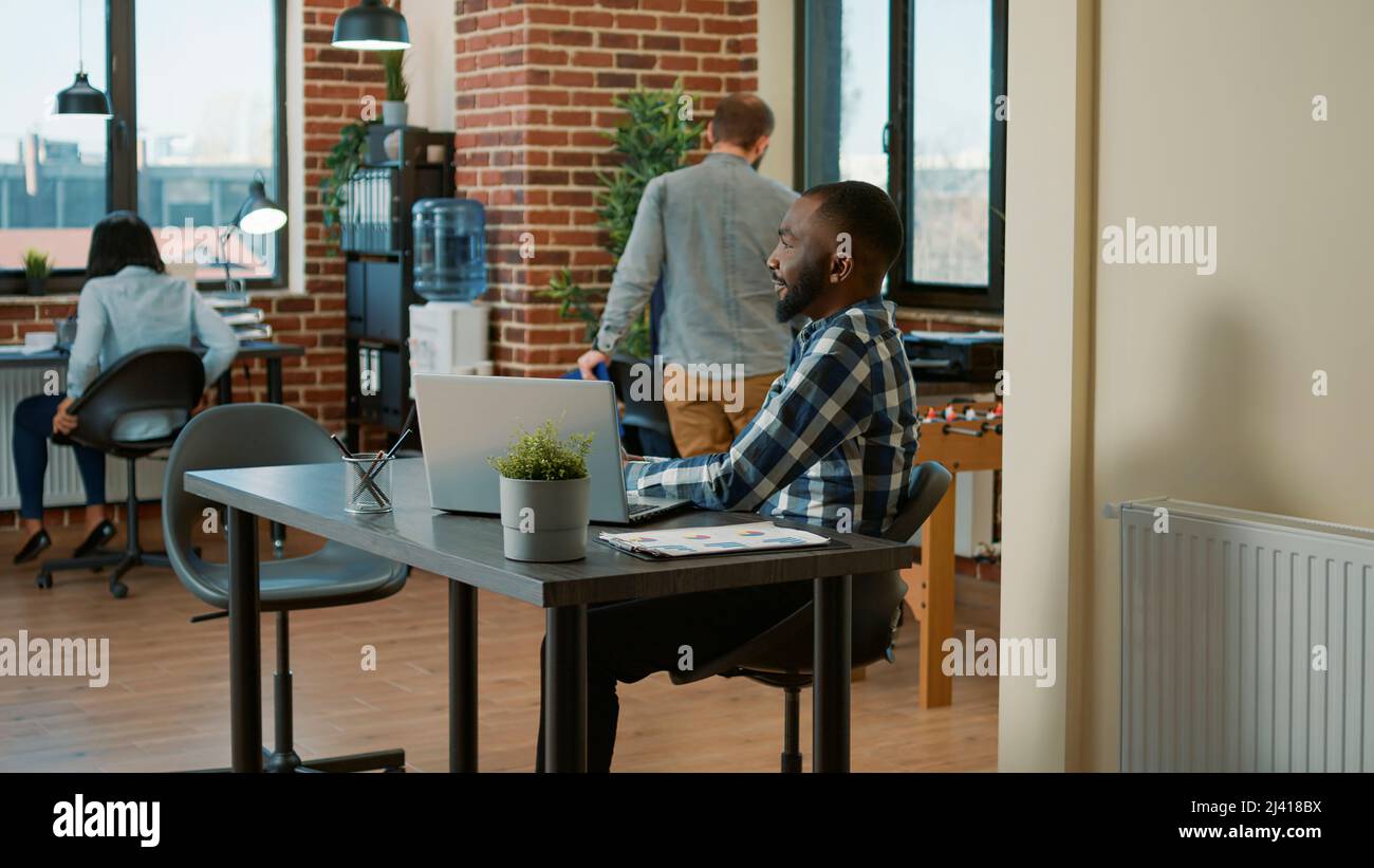 African american candidate meeting with asian recruiter at job ...